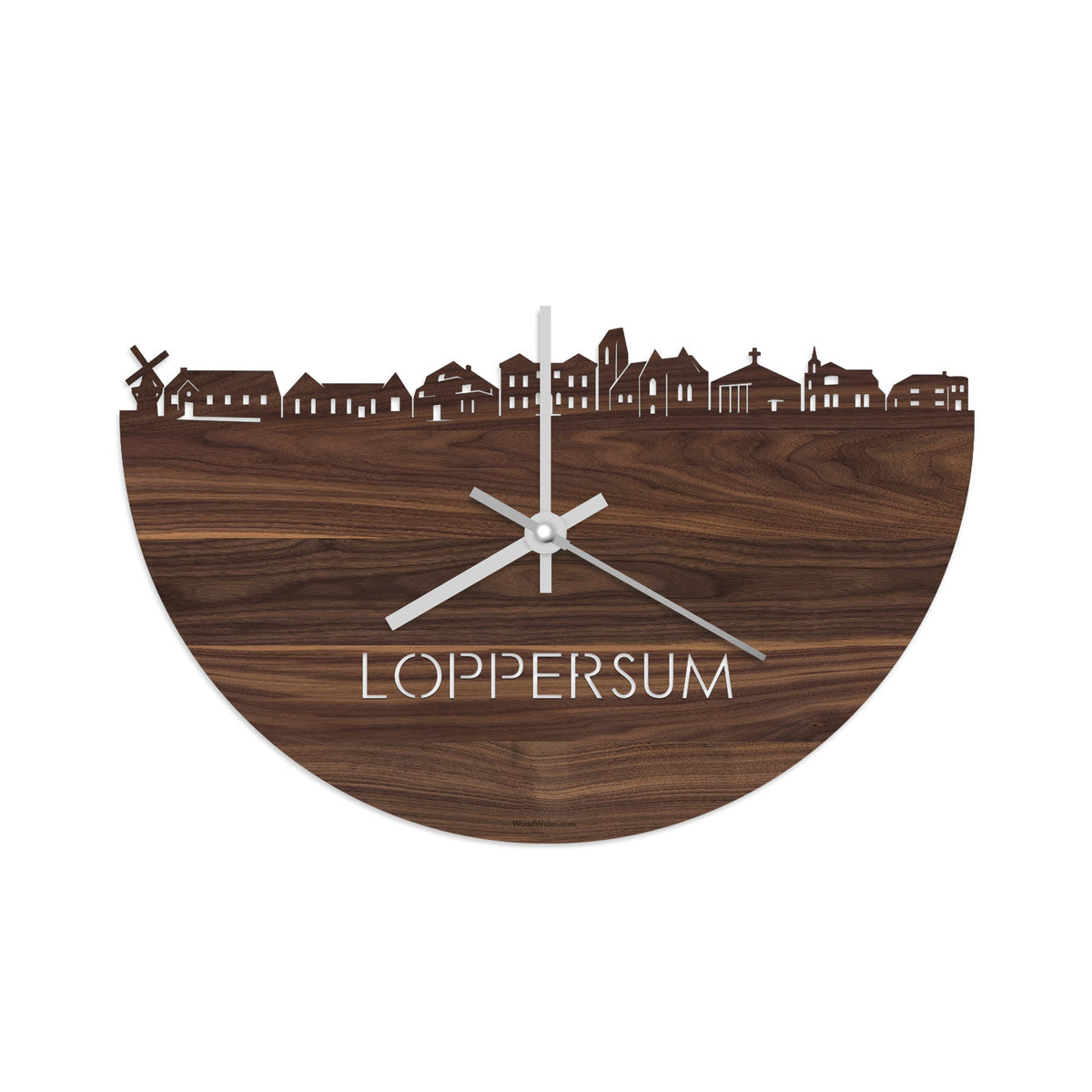 Skyline Klok Loppersum Noten wanddecoratie - WoodWideCities