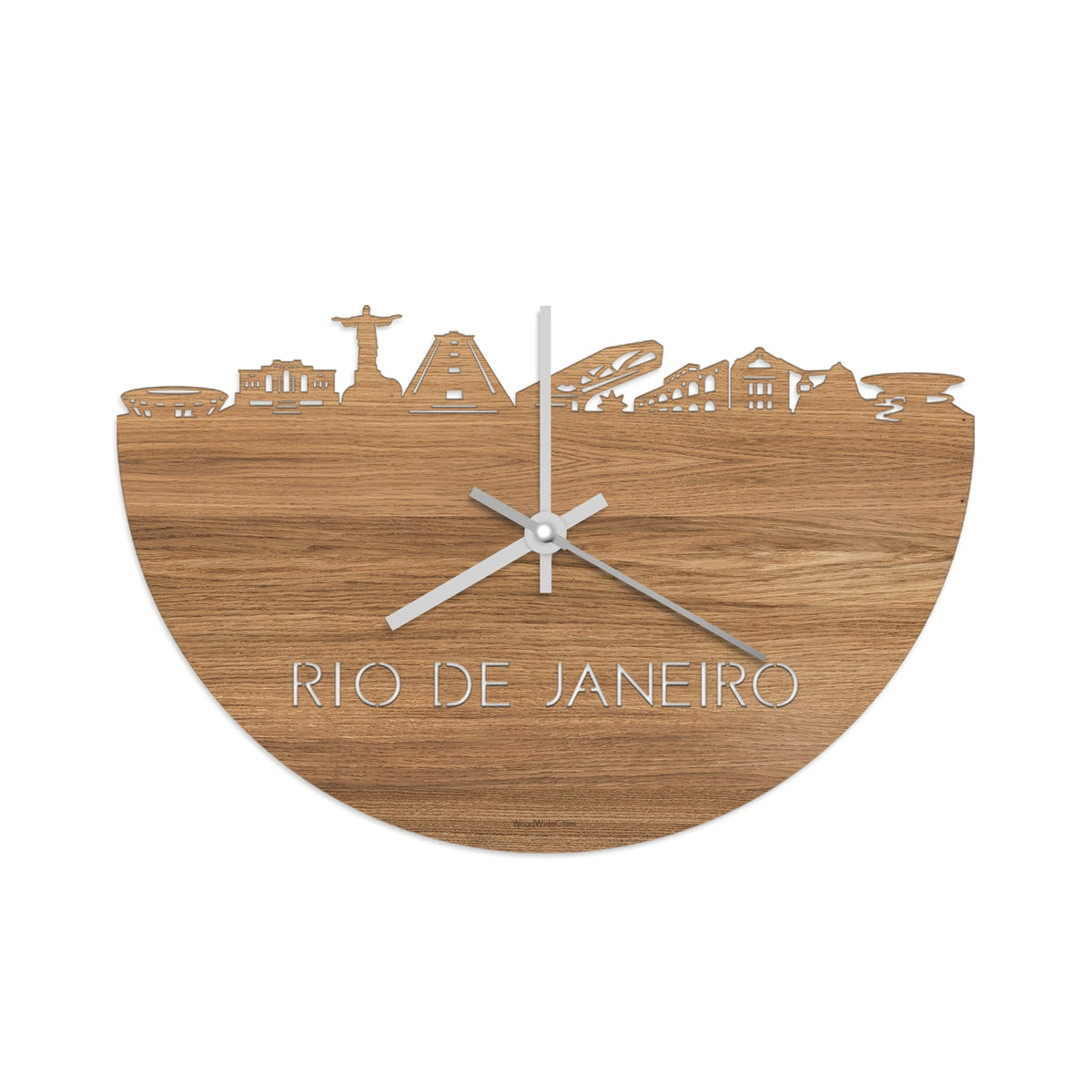 Skyline Clock Rio de Janeiro Oak - WoodWideCities
